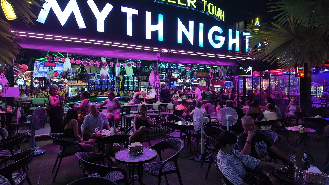 Pattaya Myth Night Beer Bar Town Nightlife, Thailand - 4K 30FPS ...